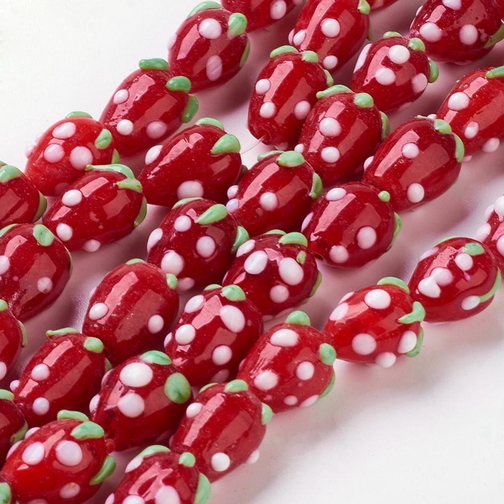 Handmade Lampwork 3D Strawberry Beads Red - Walmart.com