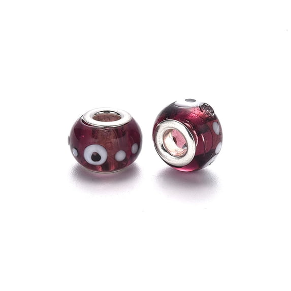 Handmade Lampwork European Beads Large Hole Rondelle Beads with ...