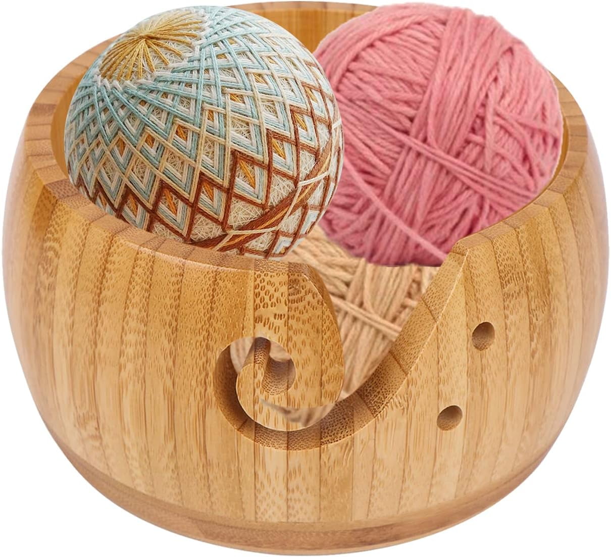 Handmade Large Wooden Yarn Bowl Holder Handmade Knitting Flat Bottom ...