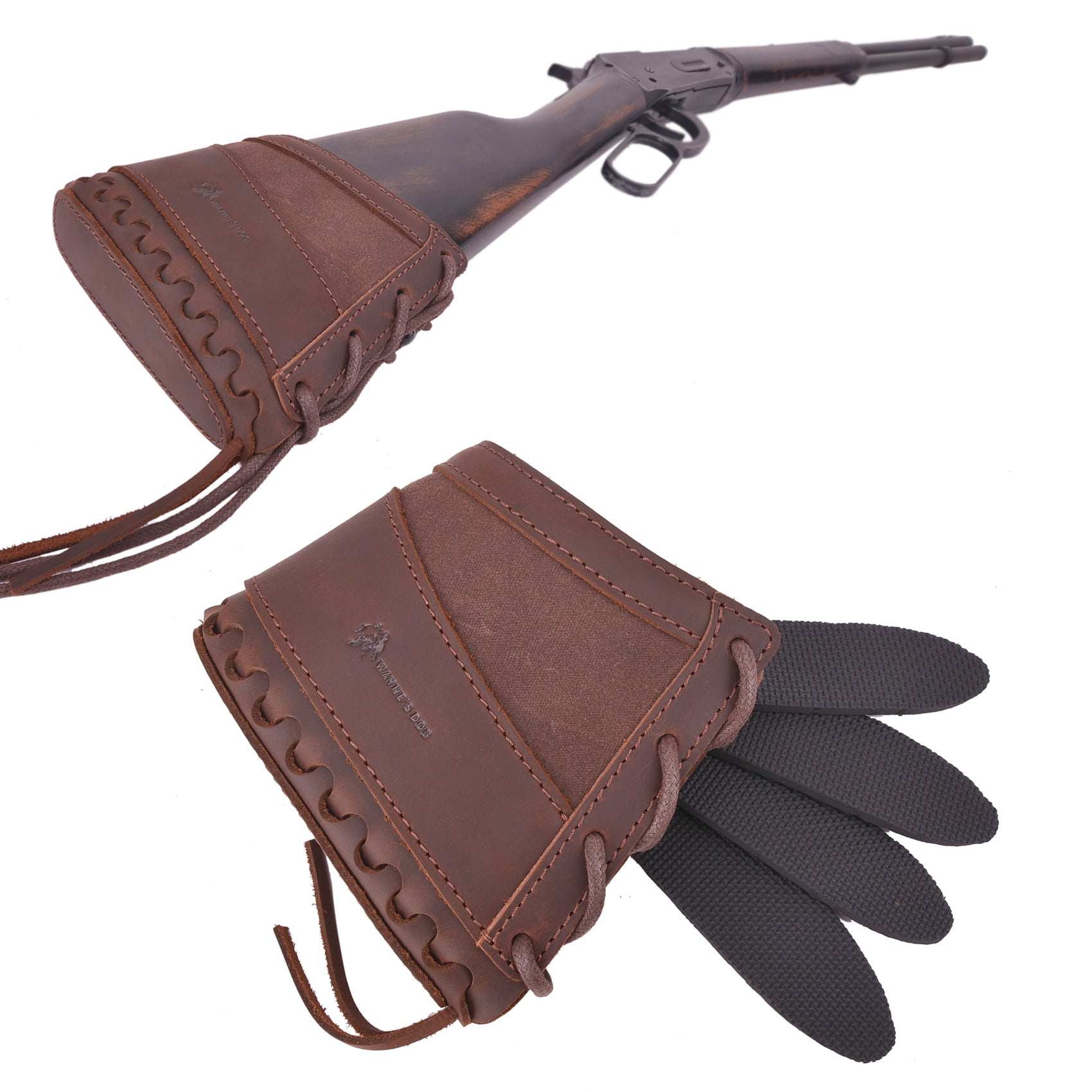 WAYNE'S DOG Leather Rifle Buttstock Canvas Recoil Pad Gun Stock Cover ...