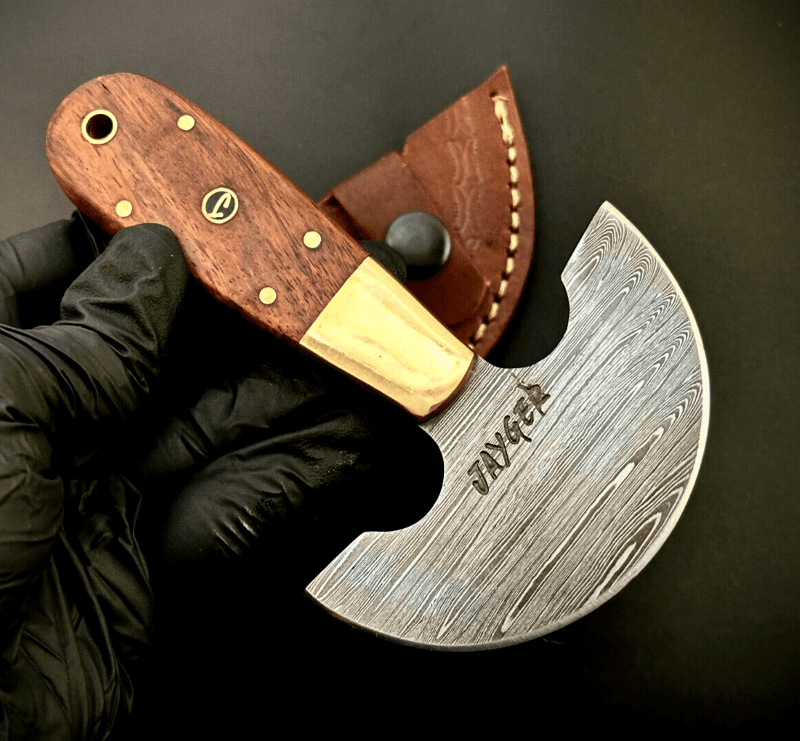 Handmade Leather Cutting knife | Round Head | Skiver | Damascus Steel ...