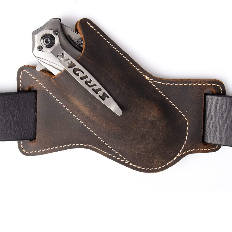 Handmade Leather Pocket Knife Sheath for Belt,EDC Belt Folding Man ...