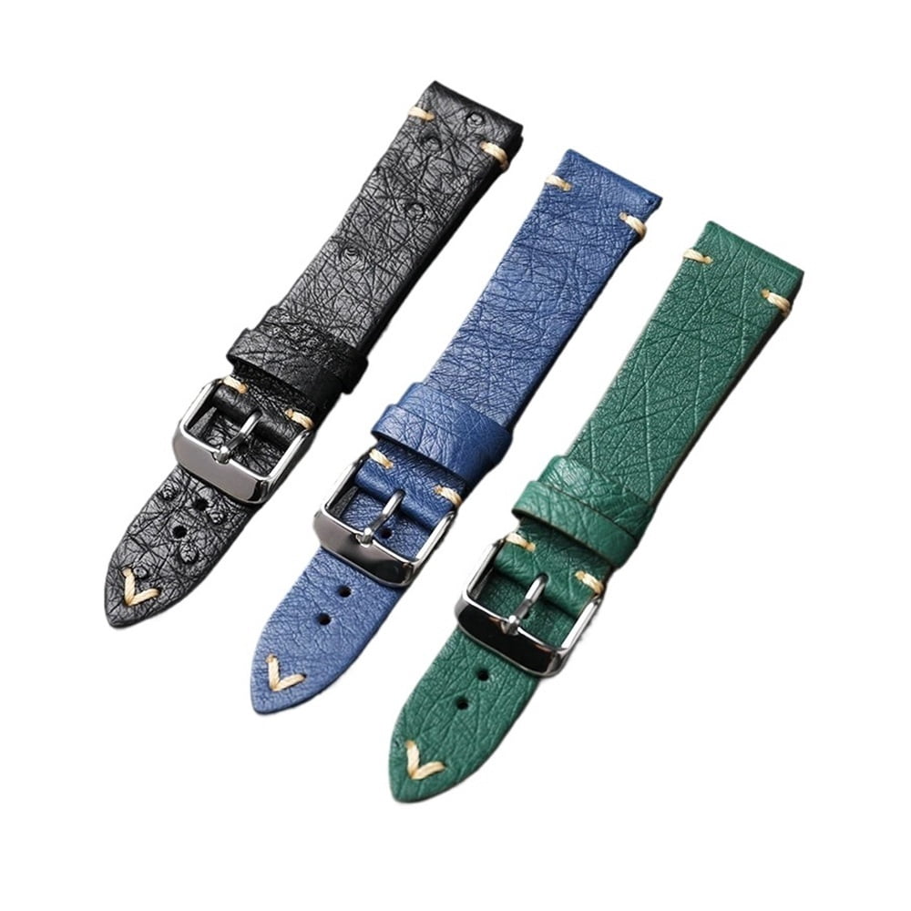 Handmade Leather Strap, 18 19 20 21 22MM Blue Black Green Leather Strap ...