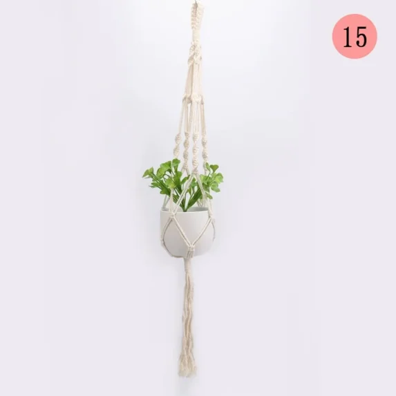 Handmade Macrame Flower Pot Wall Decor Courtyard Garden Hanging Planter ...