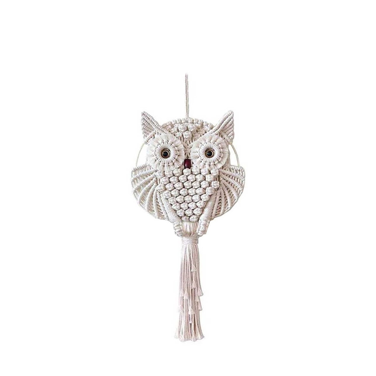 Handmade Macrame Owl Wall Hanging, Ivory Cotton Beige Tapestry for ...