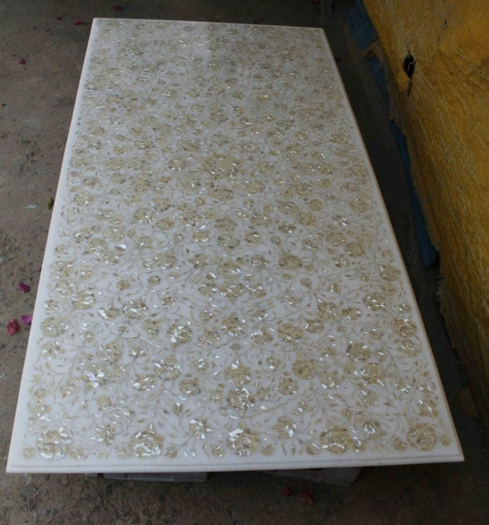 Handmade Marble Inlay Dining Table with Mother of Pearl Shell & MOP ...