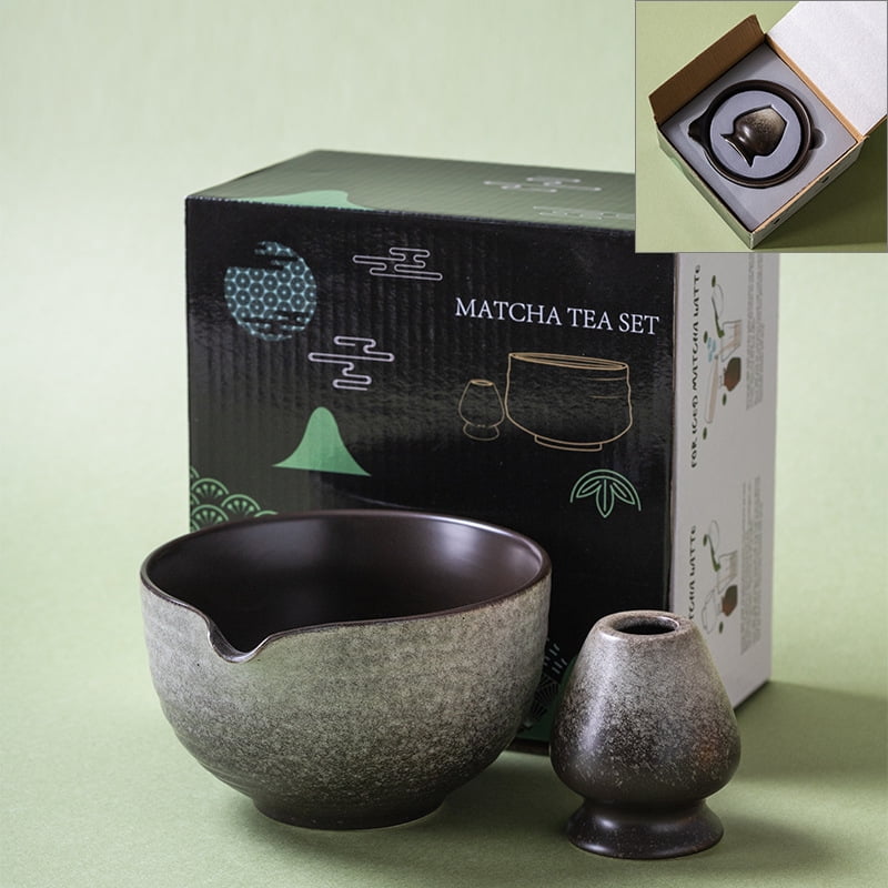 Handmade Matcha Set with Lead free Glazed Tea Bowl and Hollow Ceramic ...