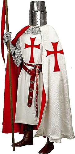 Handmade Medieval Knight Tunic Hooded Cap Cloak Halloween Costume ...