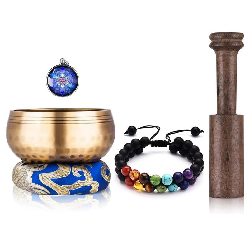 Handmade Meditation Sound Bowl, 4pcs Anxiety Relief Set, Yoga ...