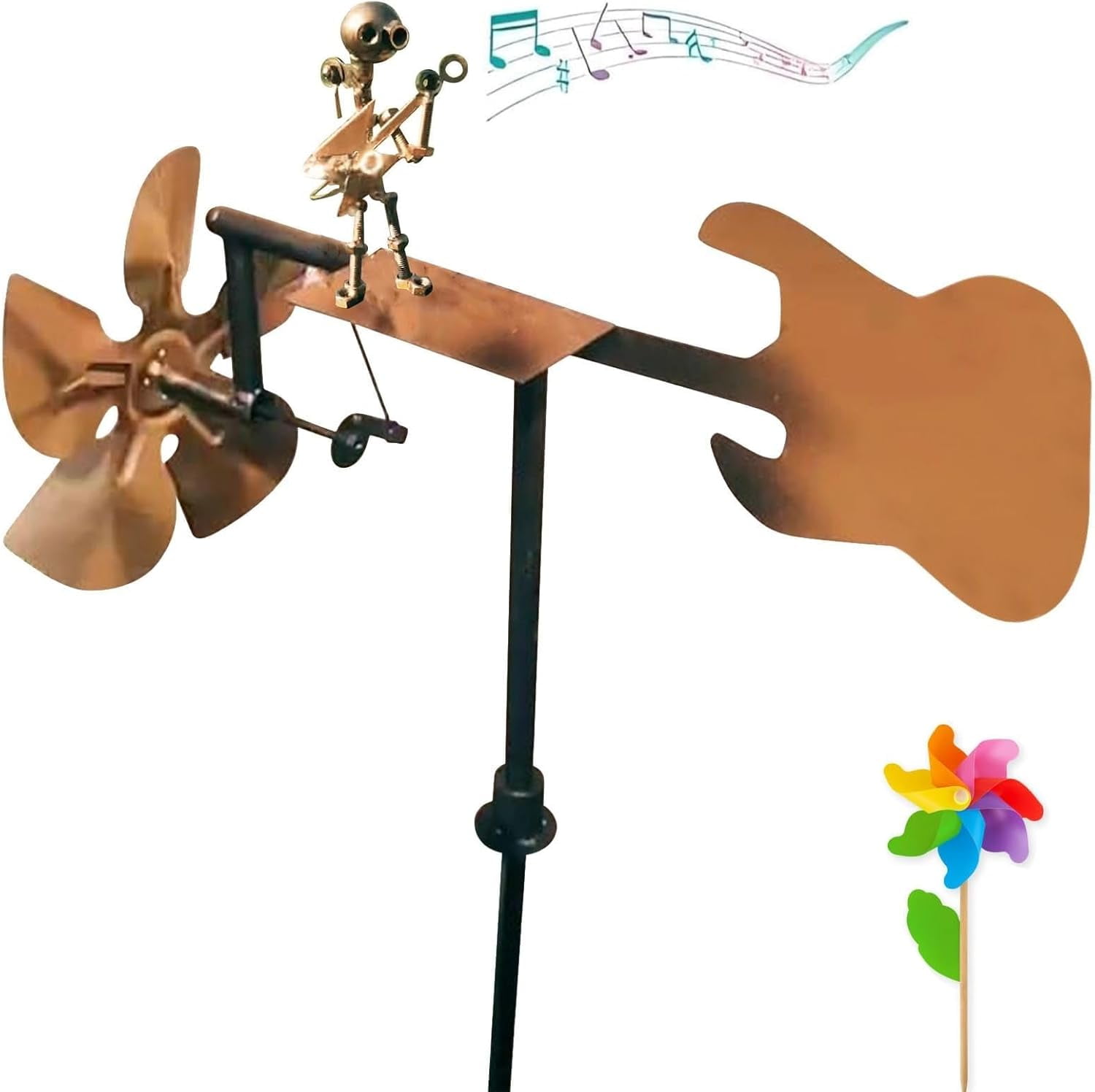 Handmade Metal Bassist Windmill,Percussionist Music Figurines and ...