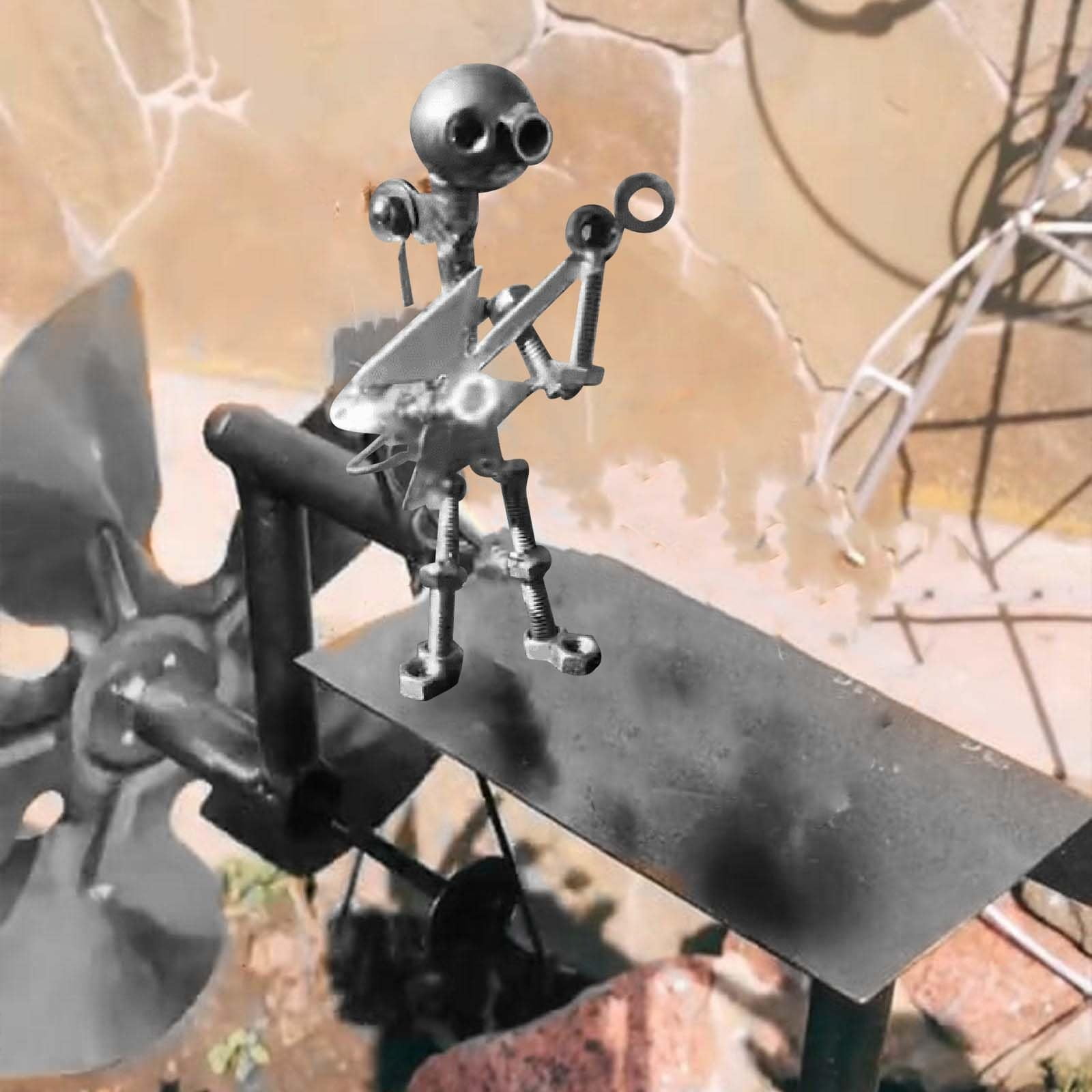 Handmade Metal Drummer Guitar Windmill, Percussionist Music Figurines ...