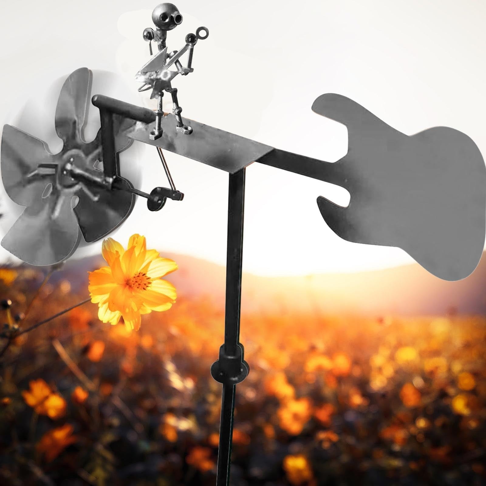 Handmade Metal Drummer Guitar Windmill, Percussionist Music Figurines ...