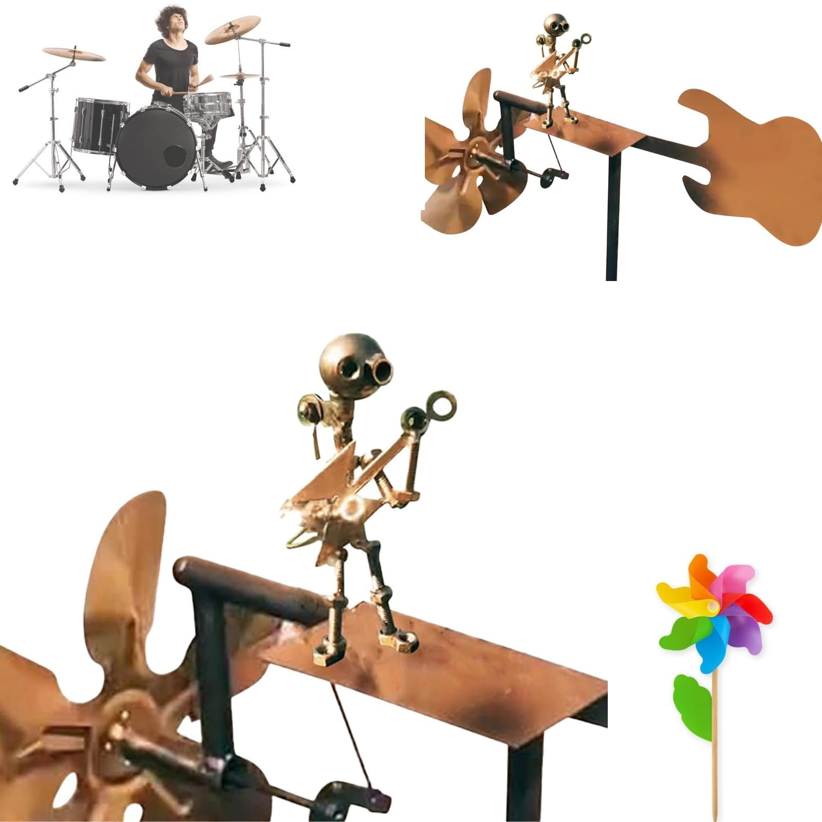 Handmade Metal Drummer Windmill,2025 Drummer Windmill Garden Decoration ...