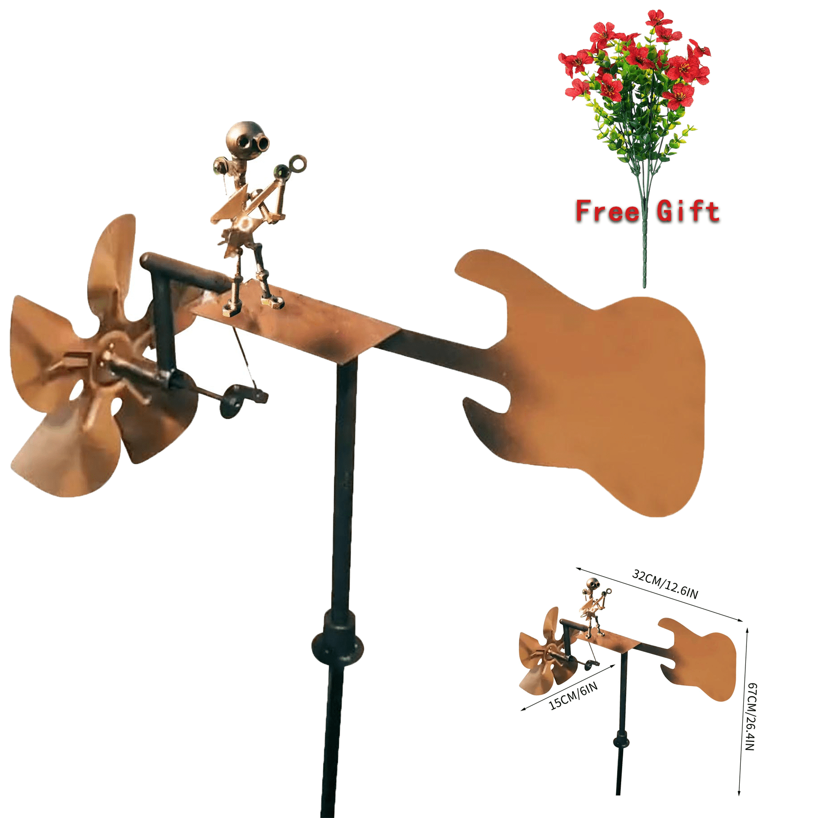 Handmade Metal Drummer Windmill, 2025 Percussionist Music Figurines and ...