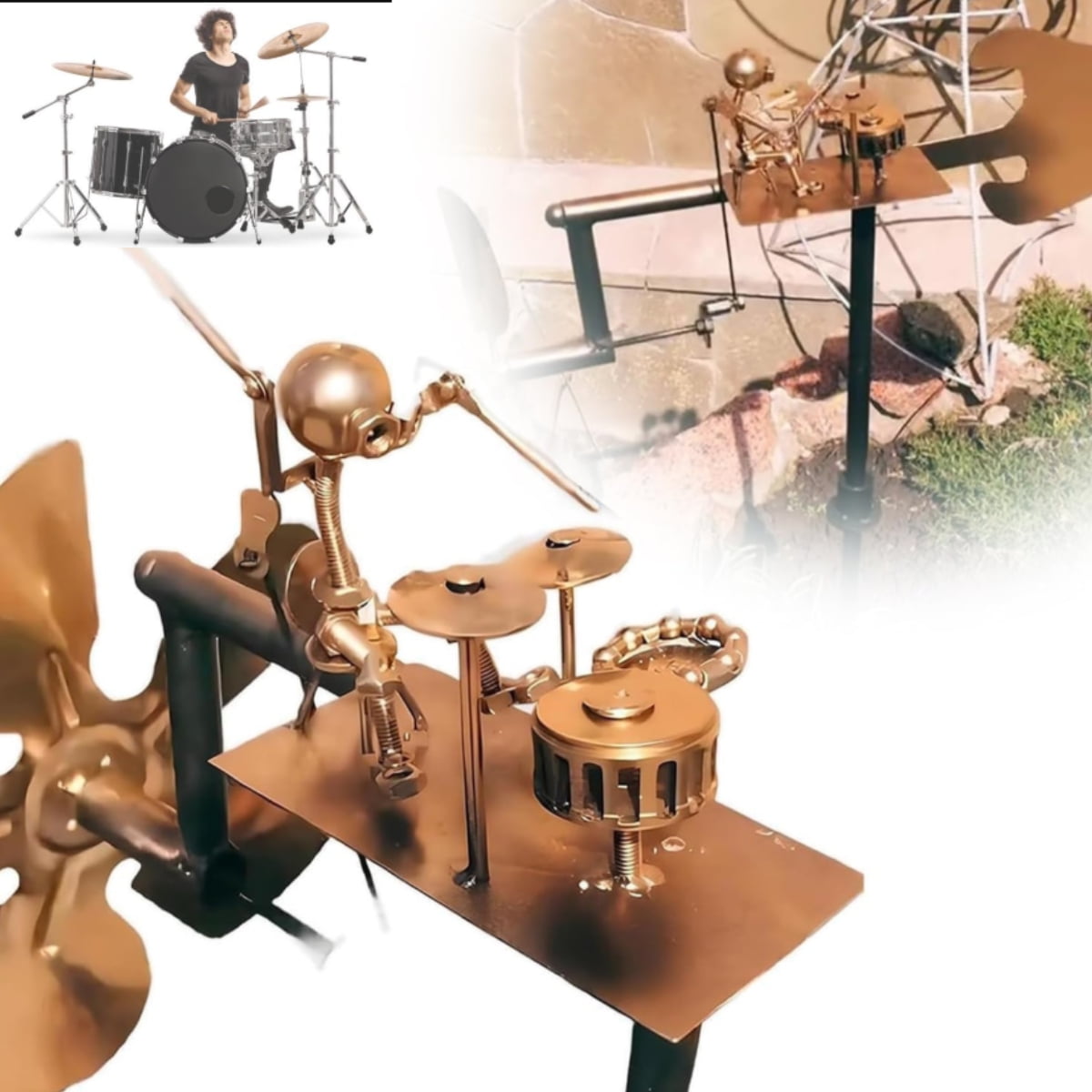 Handmade Metal Drummer Windmill, Drummer Windmill Garden Decoration ...