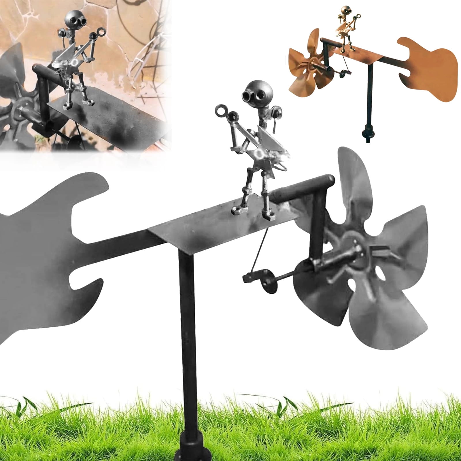 Handmade Metal Drummer Windmill, Funny Drummer Windmill Garden ...