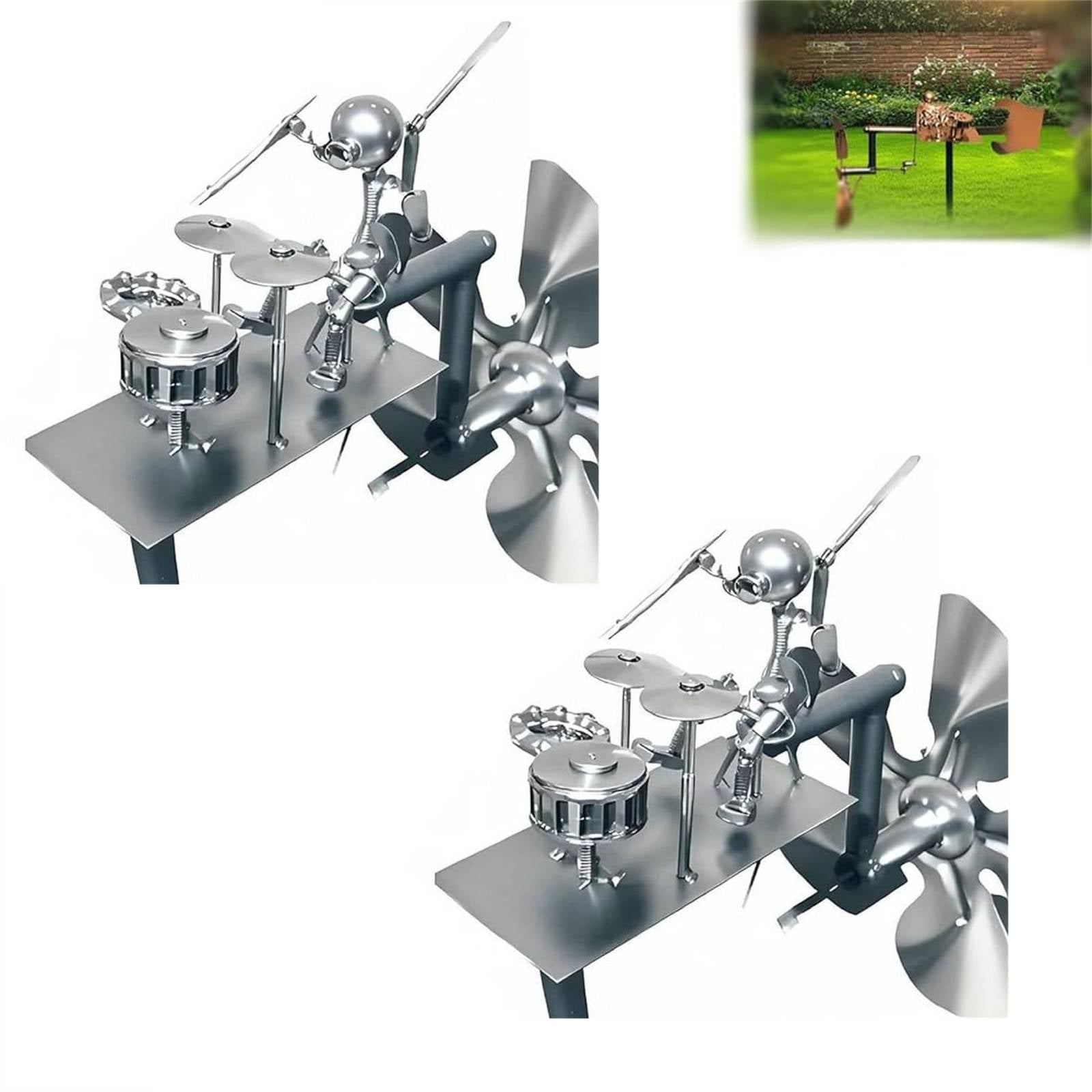 Handmade Metal Drummer Windmill Garden Decoration Lawn Fun Kinetic Wind ...
