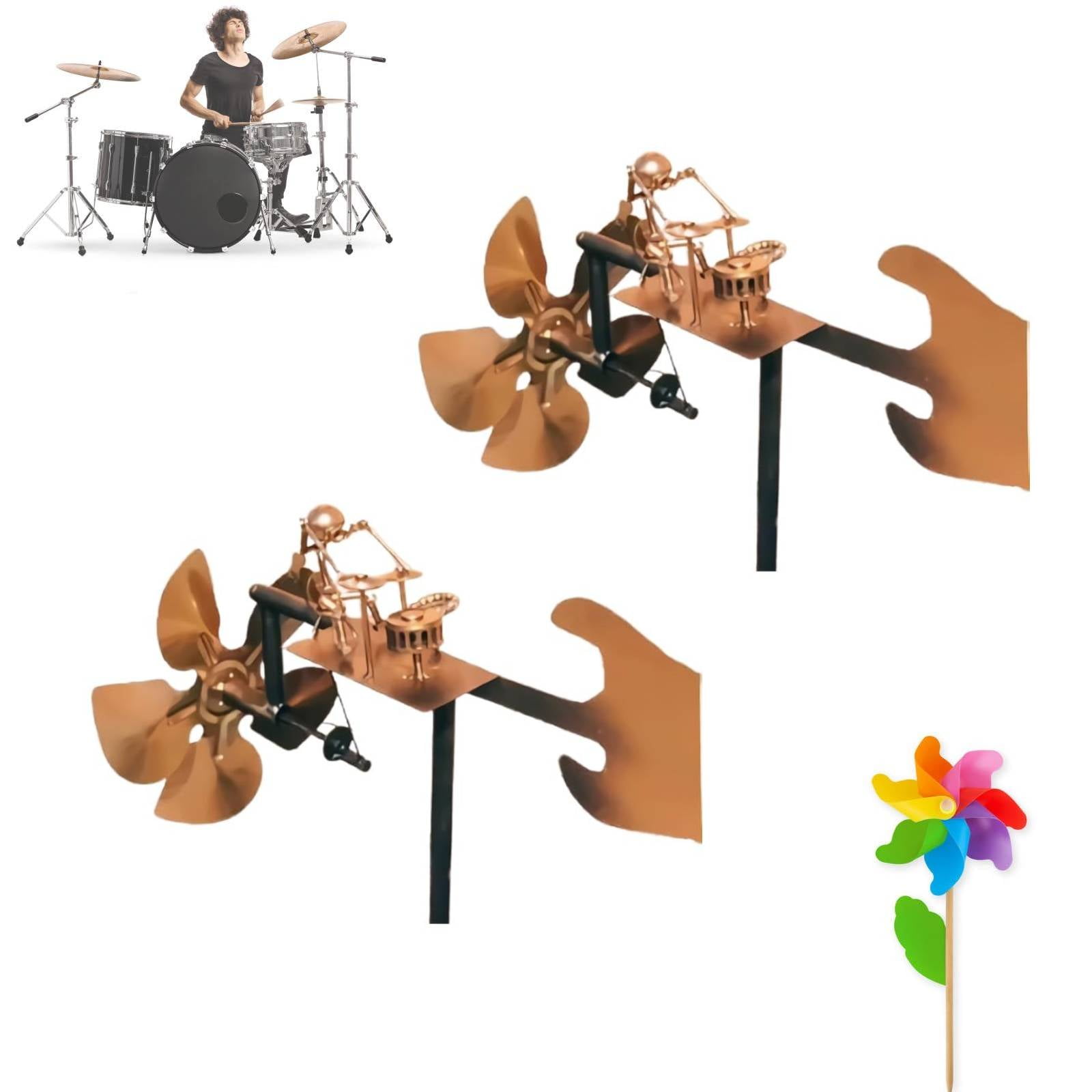 Handmade Metal Drummer Windmill Garden Decoration Lawn Wind Mill Fun ...