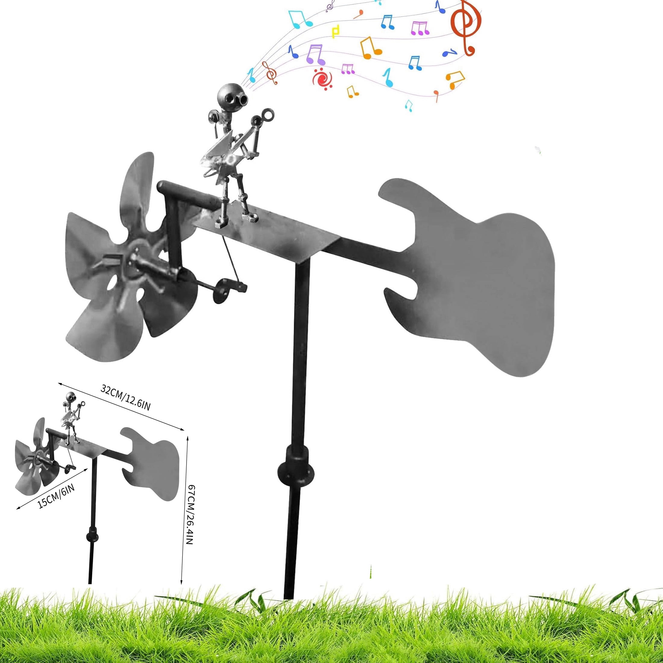 Handmade Metal Drummer Windmill, Guitarist Wind Sculptures & Spinners ...