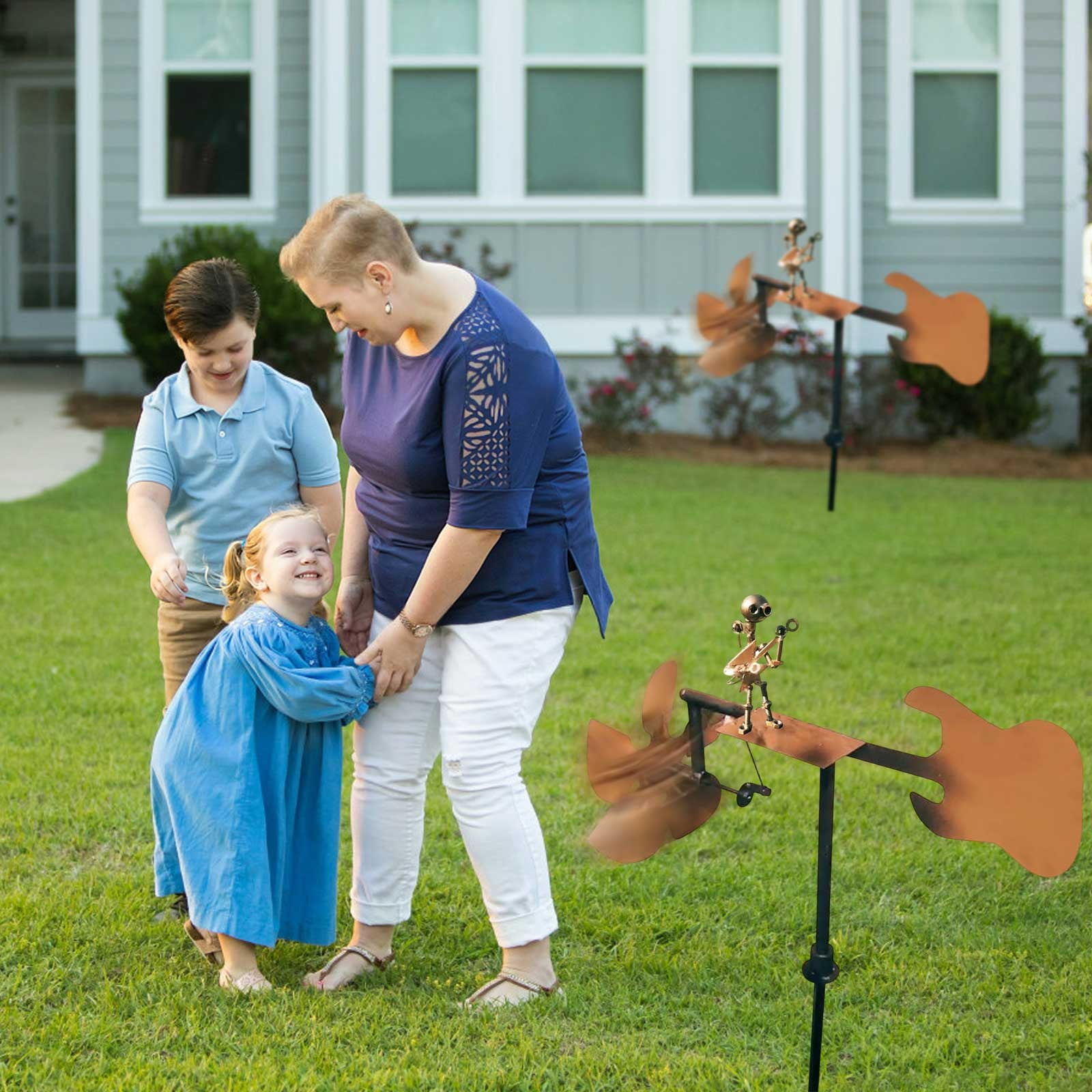 Handmade Metal Drummer Windmill, Guitarist Wind Sculptures & Spinners ...