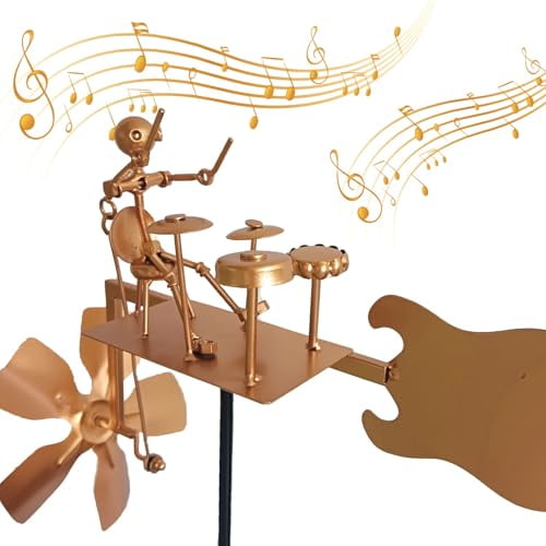 Handmade Metal Drummer Windmill, Percussionist Music Figurine, Drummer ...