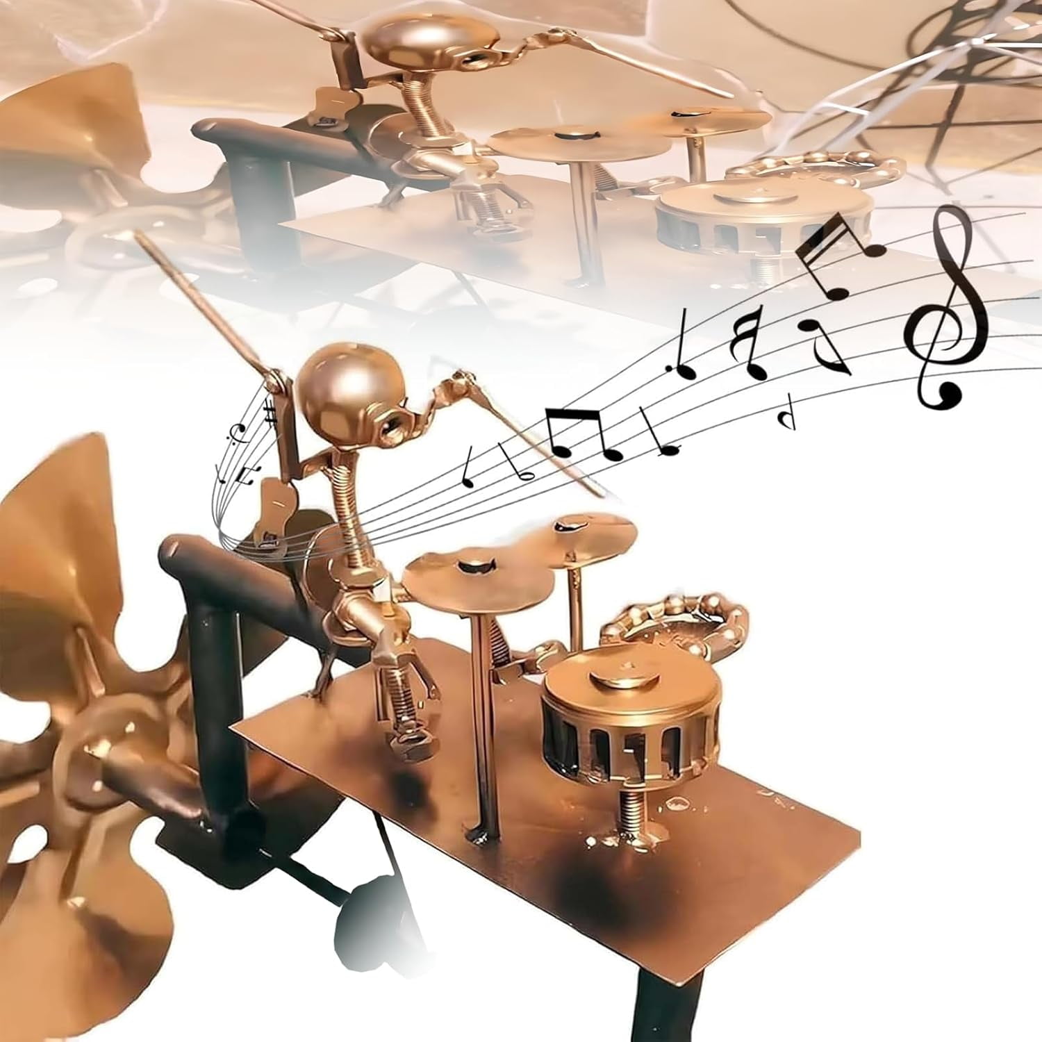 Handmade Metal Drummer Windmill, Percussionist Music Figurine, Drummer ...