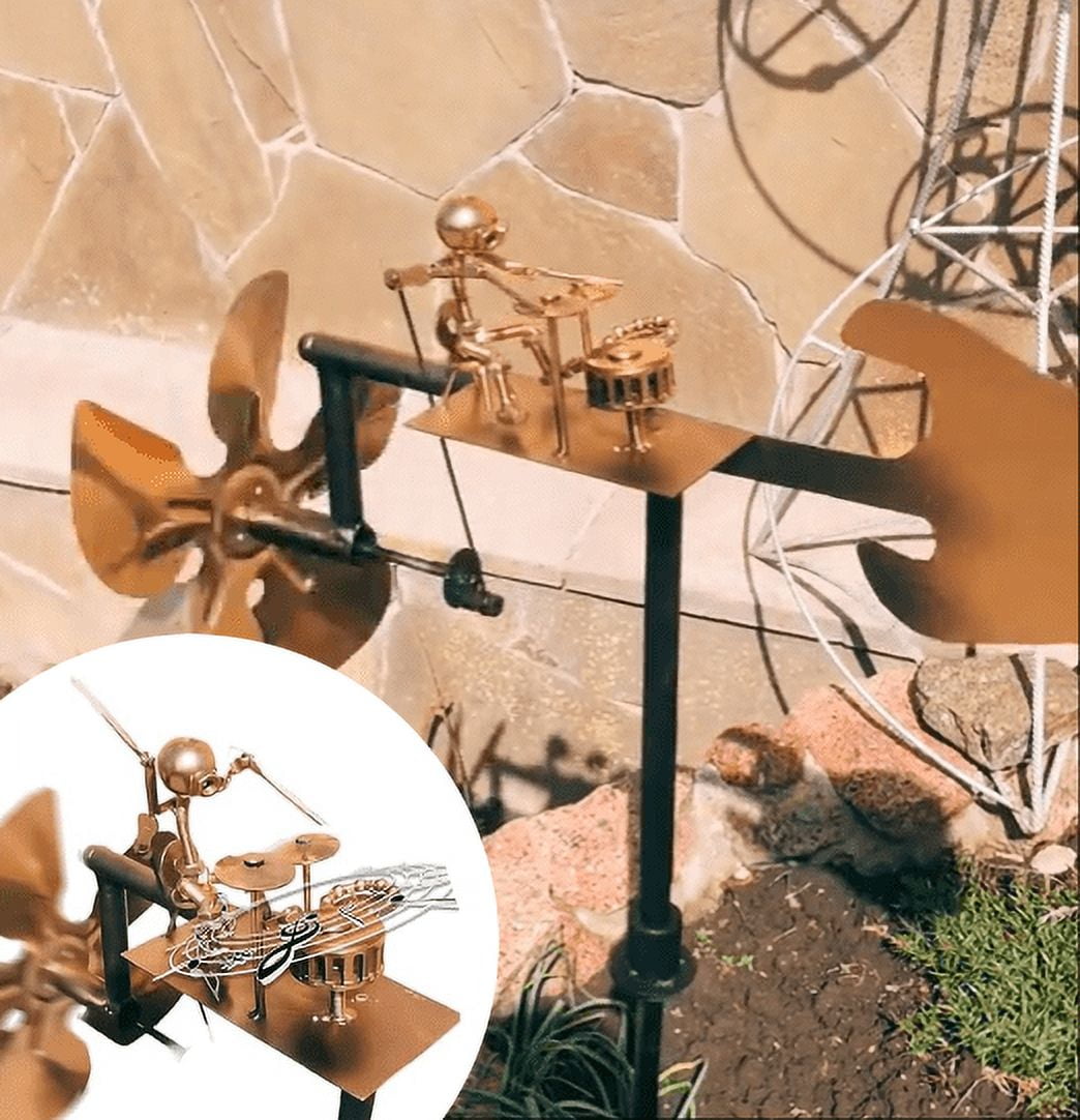 Handmade Metal Drummer Windmill, Percussionist Music Figurines and ...