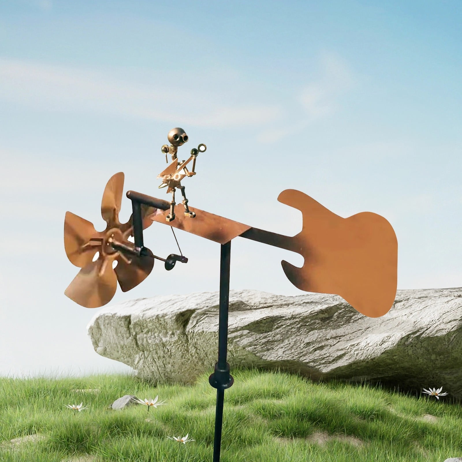 Handmade Metal Drummer Windmill, Percussionist Music Figurines and ...