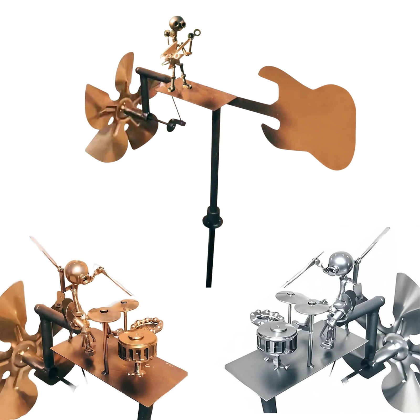 Handmade Metal Drummer Windmill, Percussionist Music Figurines and ...
