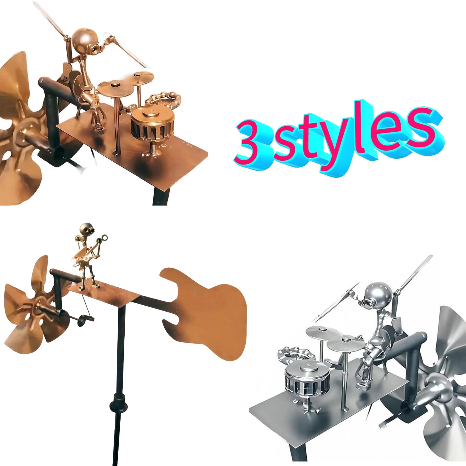 Handmade Metal Drummer Windmill, Percussionist Music Figurines and ...