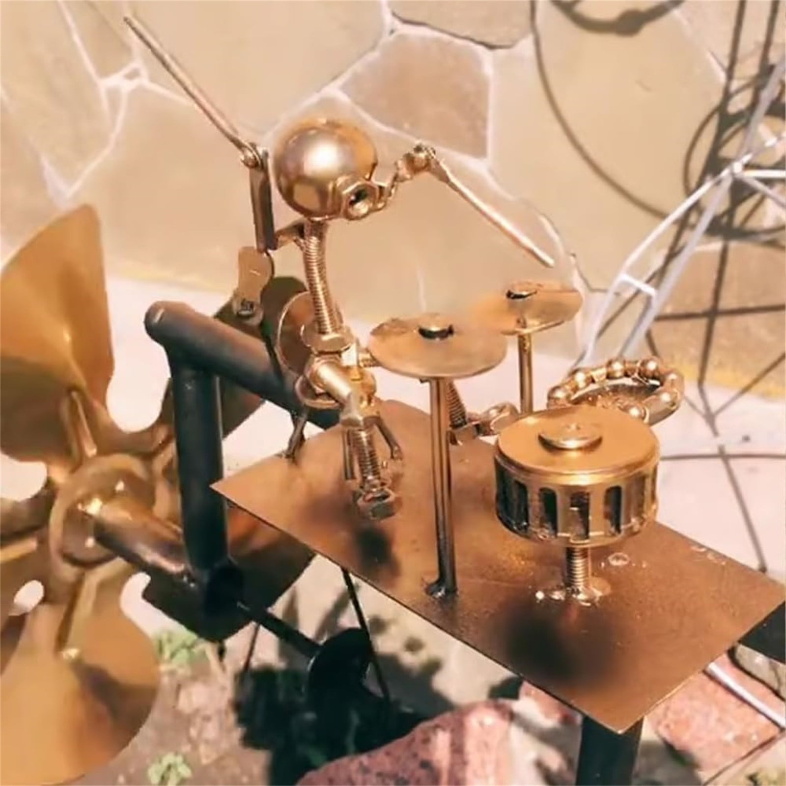 Handmade Metal Drummer Windmill Percussionist Music Figurines and ...