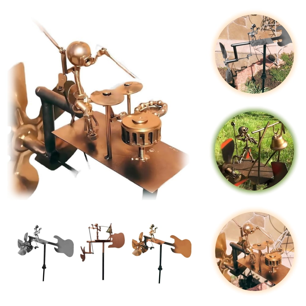 Handmade Metal Drummer Windmill, Percussionist Music Wind Sculptures ...