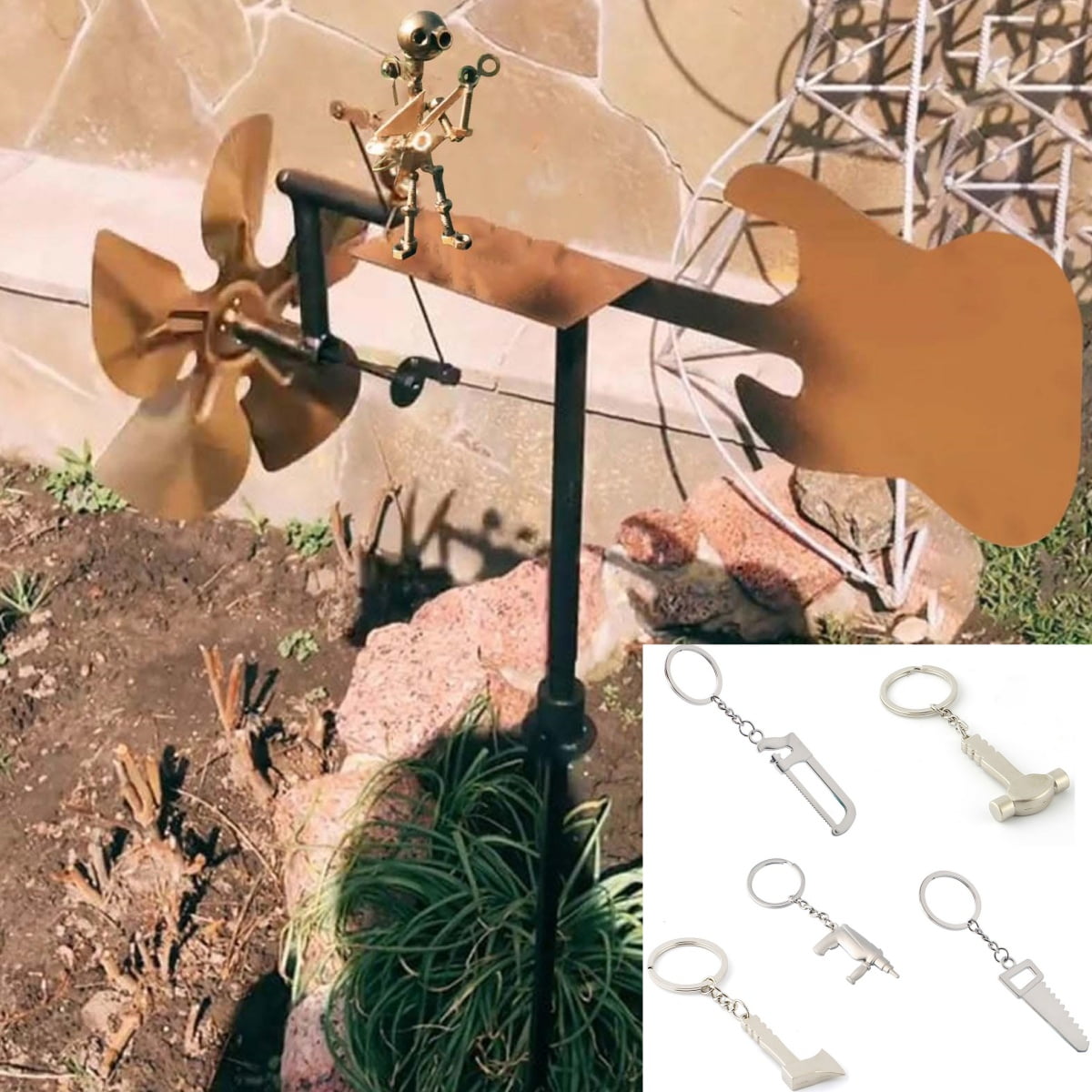 Handmade Metal Drummer Windmill,Wind-Powered Kinetic Sculpture Rockin ...