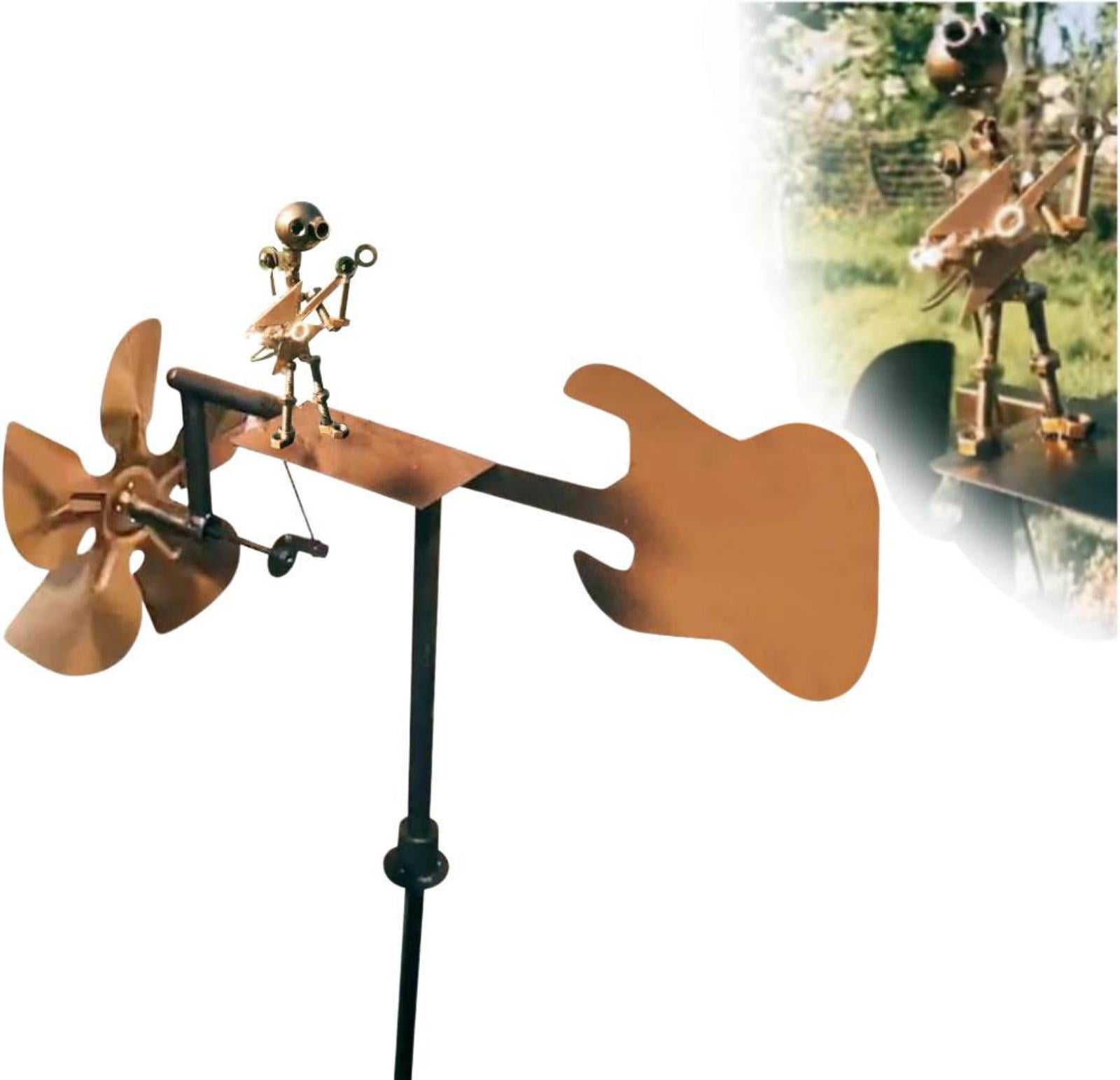 Handmade Metal Drummer Windmill, Wind-Powered Kinetic Sculpture ...