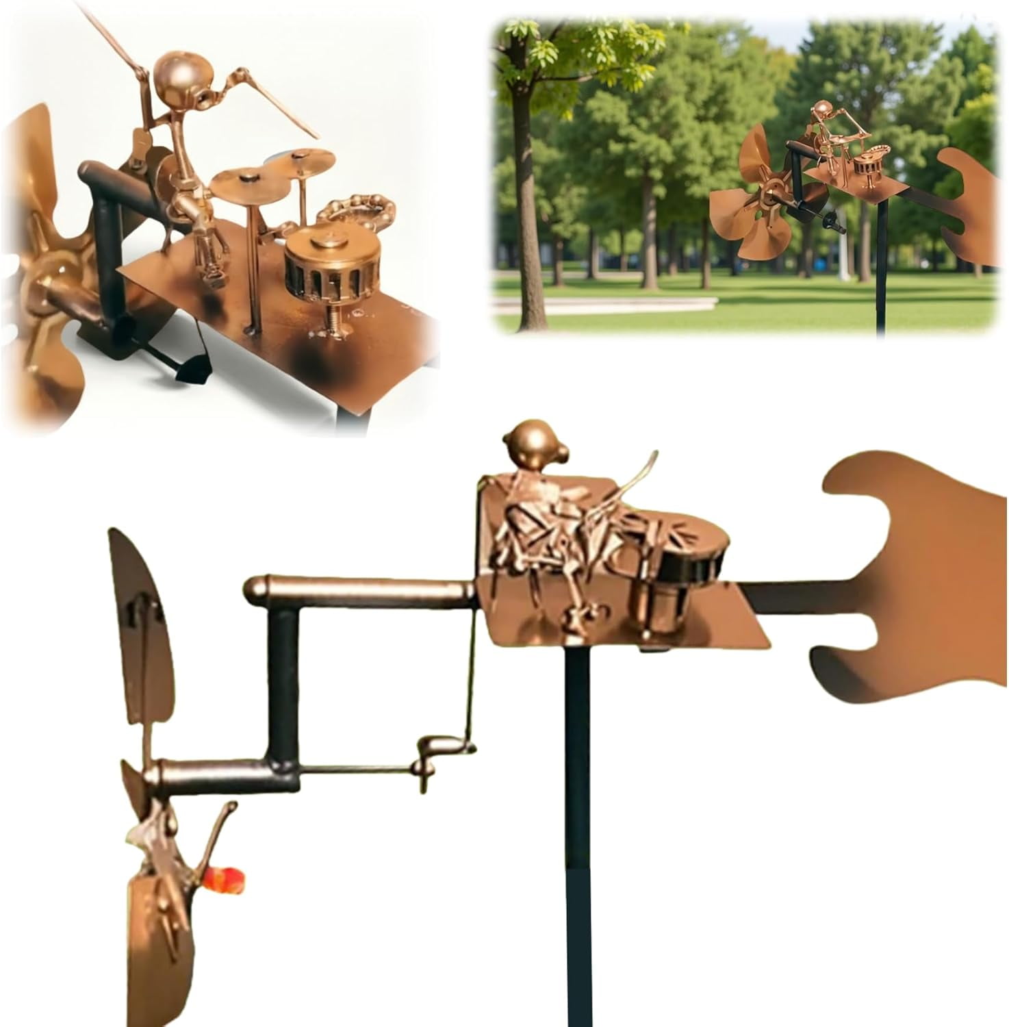 Handmade Metal Drummer Windmill Wind Sculptures & Spinners for Dad ...