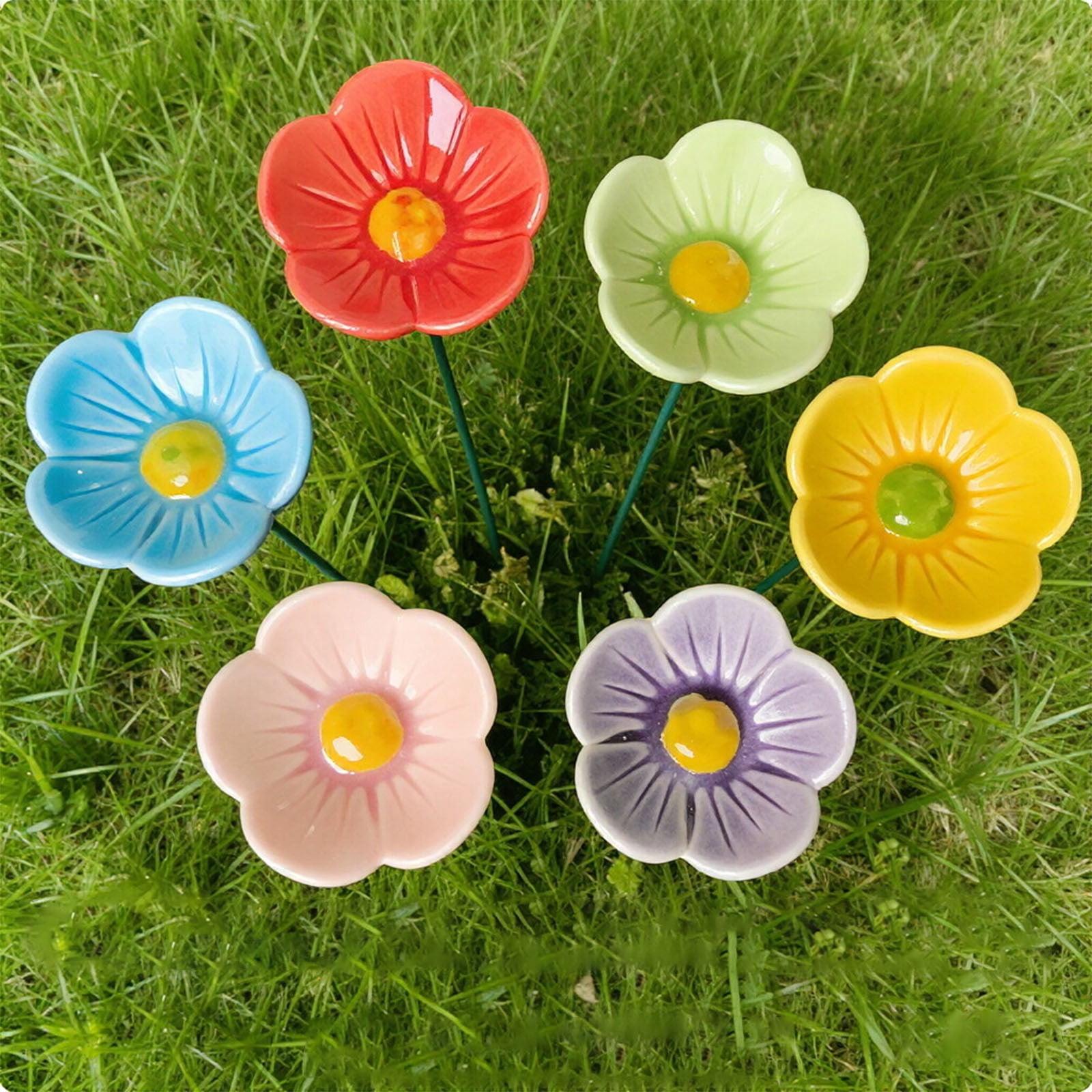 Handmade Metal Flower Garden Stake With Bird Bath – 3-in-1 Bee ...