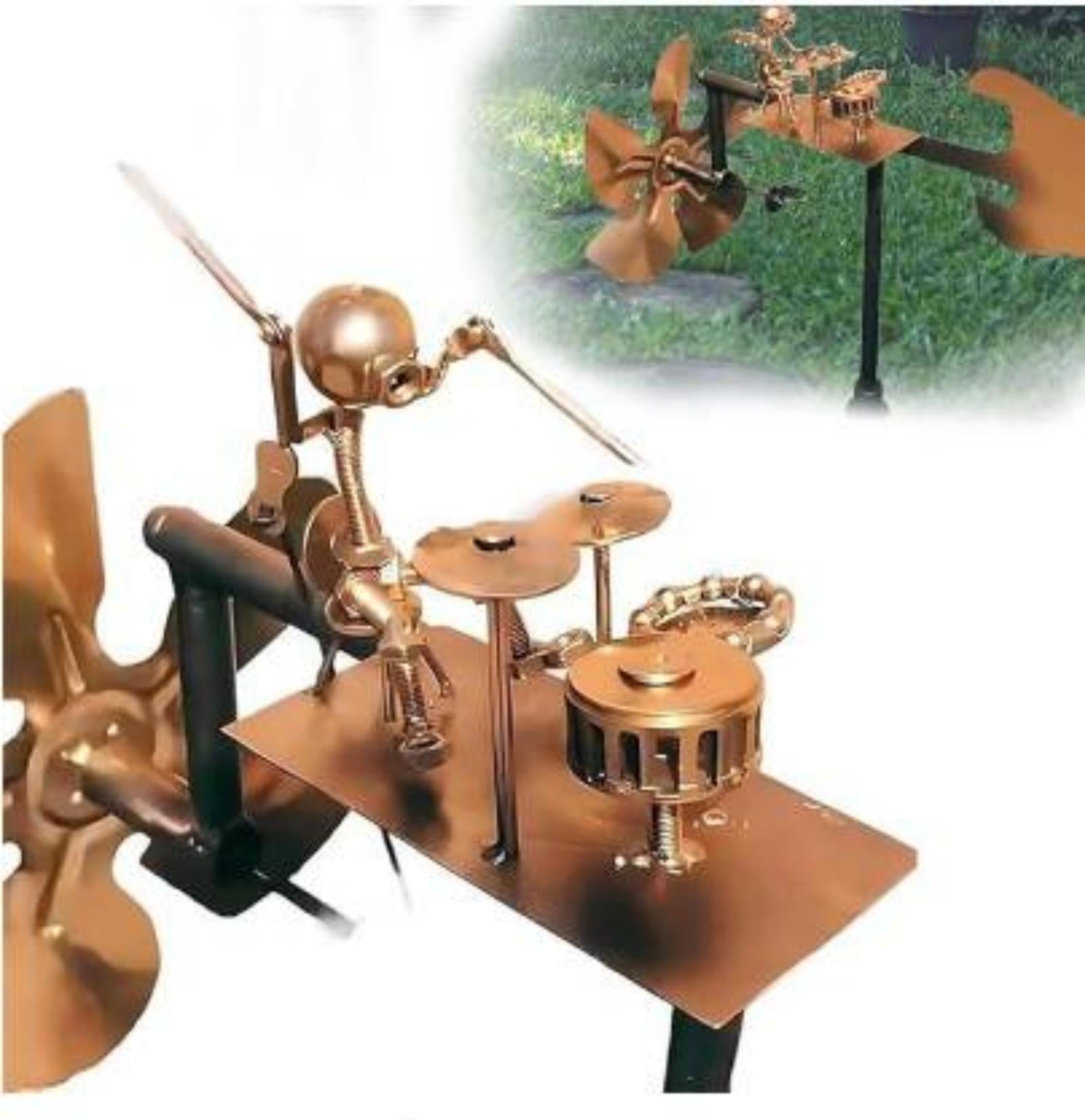 Handmade Metal Windmill Drummer Sculpture - Wind-Powered Kinetic Garden ...