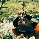 Handmade Metal Windmill Drummer Sculpture - Wind-Powered Kinetic Garden ...