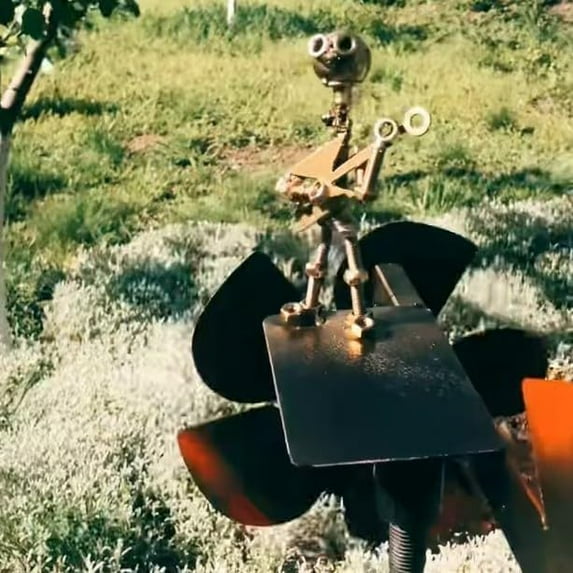 Handmade Metal Windmill Drummer Sculpture - Wind-Powered Kinetic Garden ...