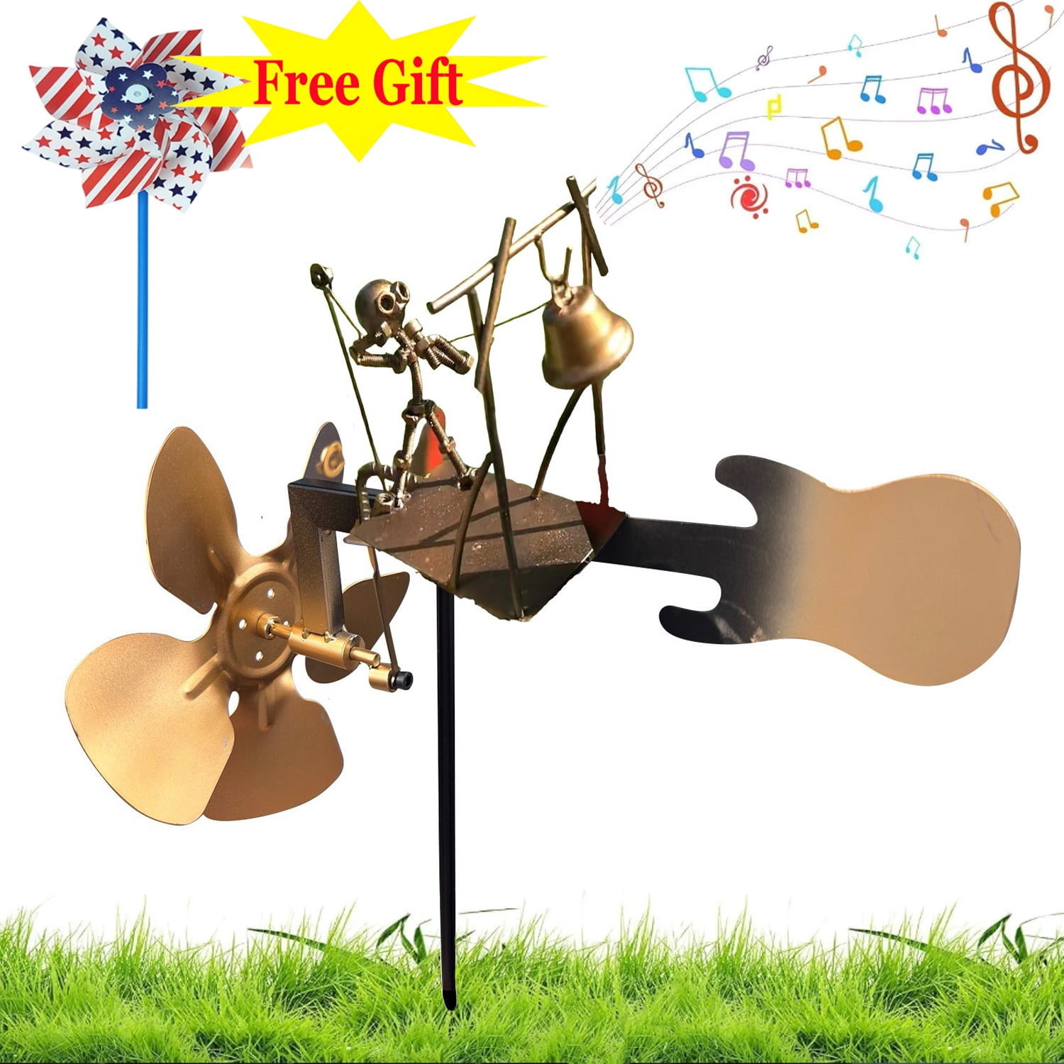 Handmade Metal Windmill for Yard Decor - Rock Band Drummer, Vocalist ...