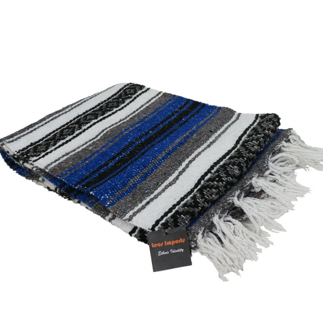Handmade Mexican Blanket in Royal Blue | Versatile Falsa Weave Design ...
