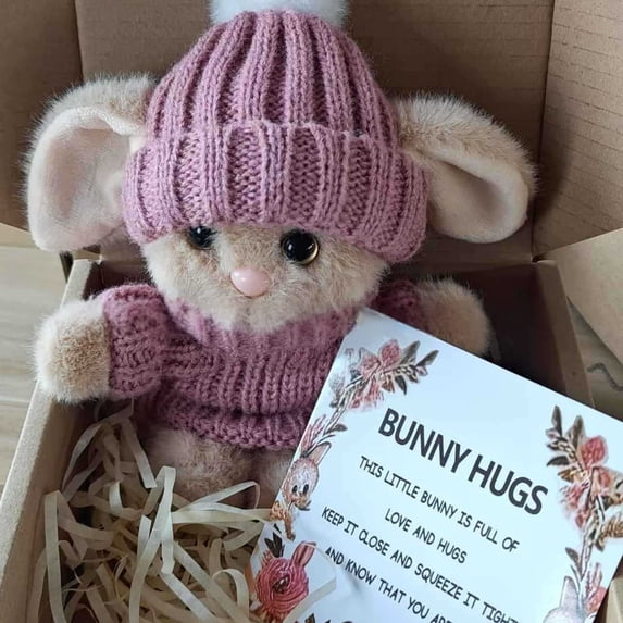 Handmade Mini Bunny Hug Cute Easter Gift with Card, 2026 New Mini Bunny ...