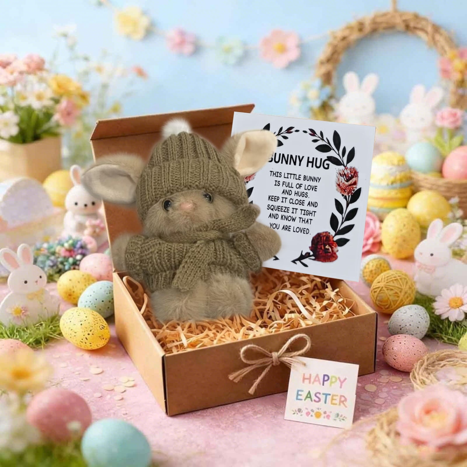 Handmade Mini Bunny Hug with Light & Inspirational Card - Soft Easter ...
