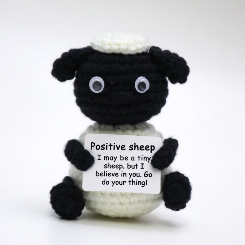 Handmade Mini Funny Positive Black-headed Sheep,Knitted Wool Doll with ...