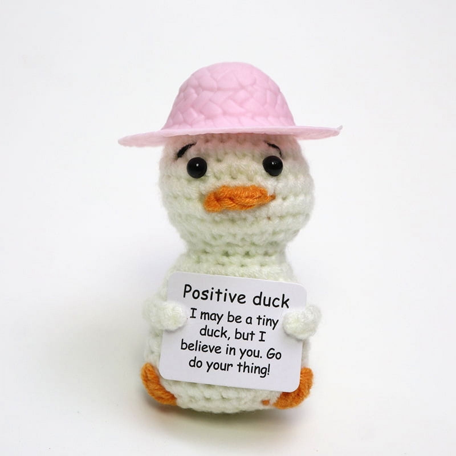 Handmade Mini Funny Positive Lucky Duck,Knitted Wool Doll with Positive ...