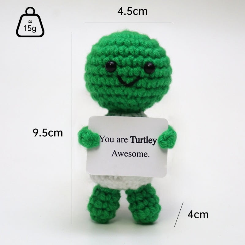 Handmade Mini Funny Positive Turtle,Knitted Wool Doll with Positive ...