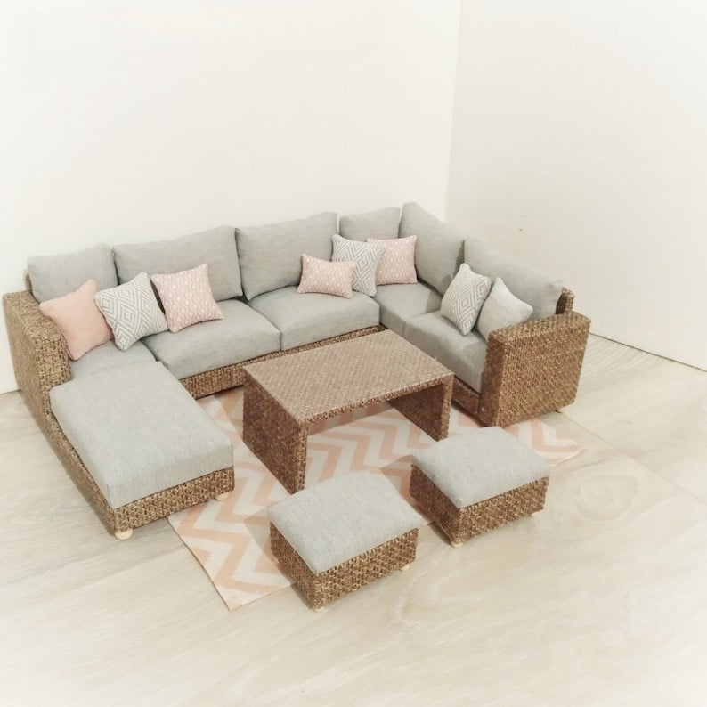 Handmade Mini Micro Doll Sofa 1:6 Scale Furniture for Handmade Mini ...