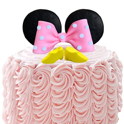 Handmade Mini Mouse Cake Topper Pink Bow /Ears/Shoes for Girl Birthday ...