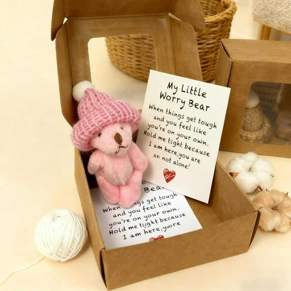 Handmade Mini Plush Teddy Bear Box, My Little Worried Bear Made by Hand ...