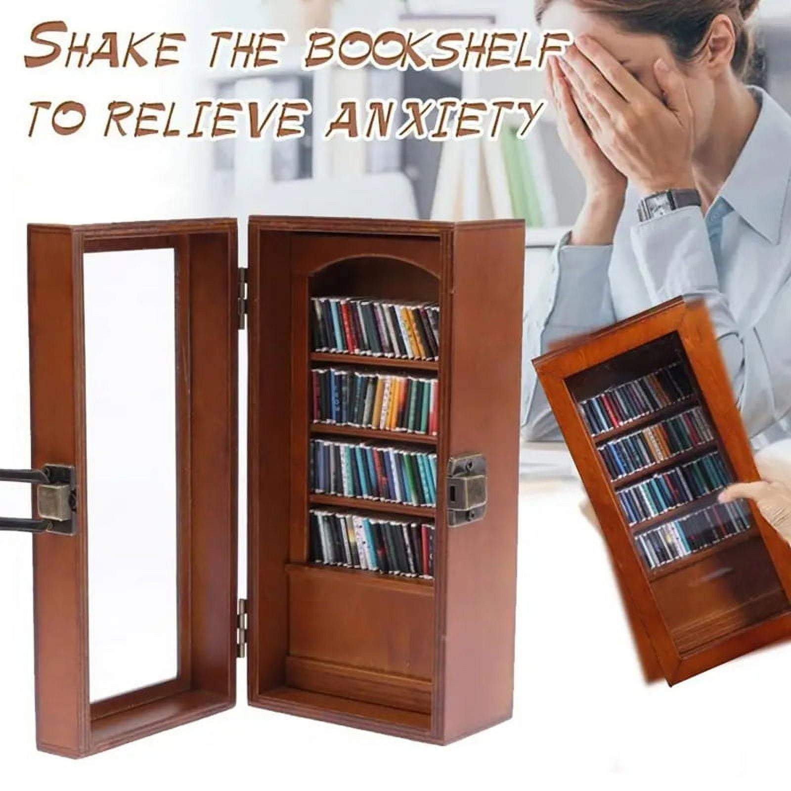 Handmade Miniature Wooden Bookshelf Figurine Statue Wooden Desktop ...
